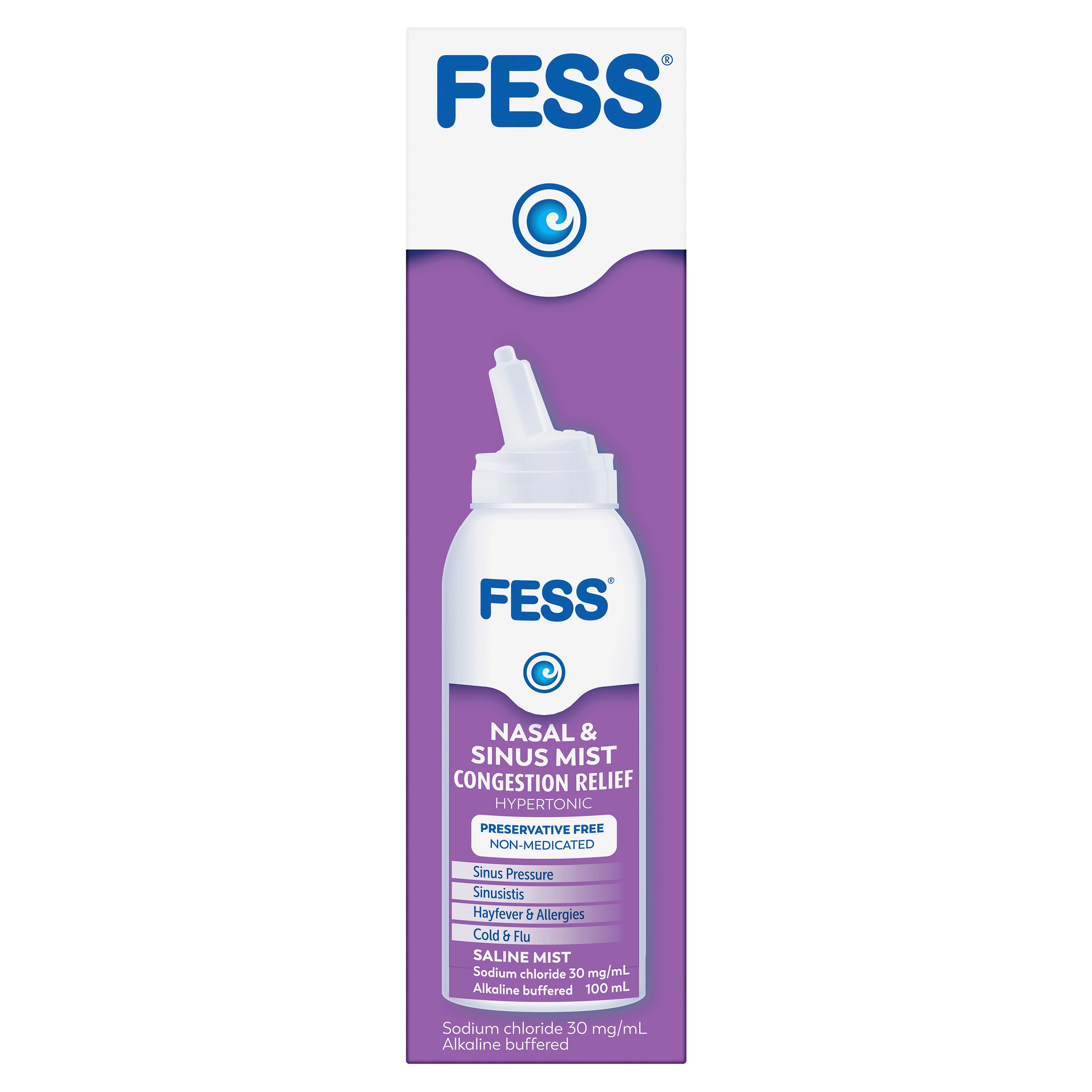 Fess Cleanse Spray Hypertonic Nasal Sinus Congestion Relief Saline Mis
