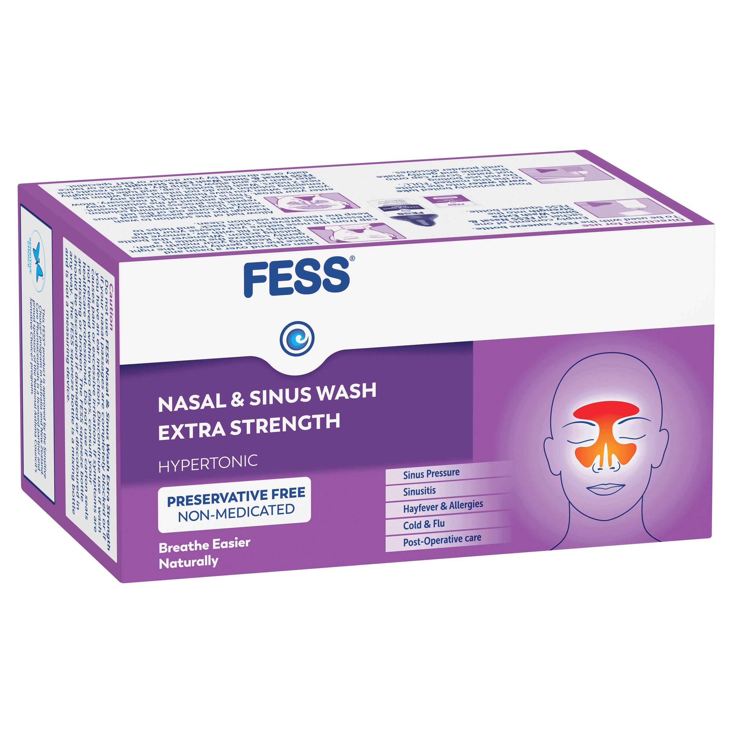 Fess Nasal & Sinus Wash Extra Strength Non-Medicated Starter Kit 24 Sa ...