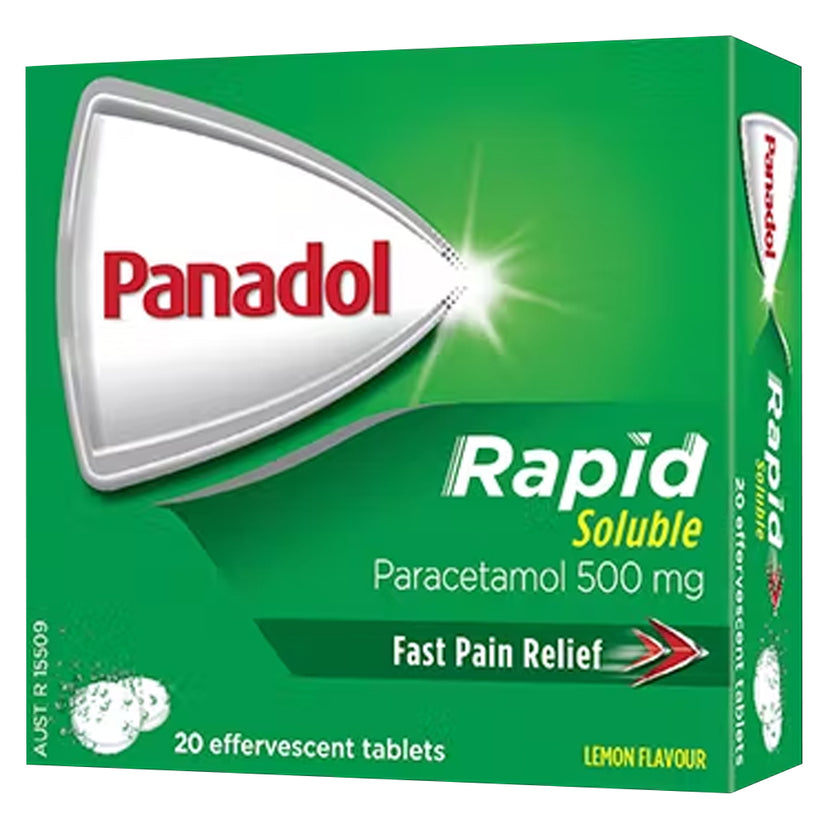 Panadol Rapid Soluble 20 Effervescent Tablets Lemon Flavour Paracetamo